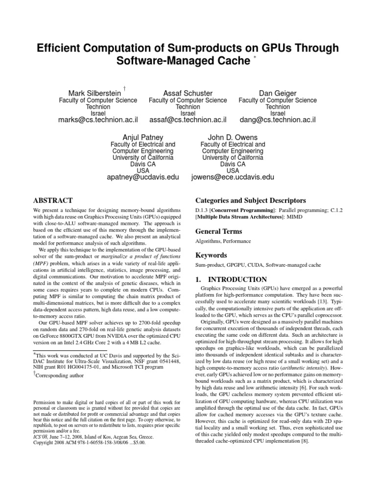 Sum Product Paper | PDF | Cpu Cache | Parallel Computing