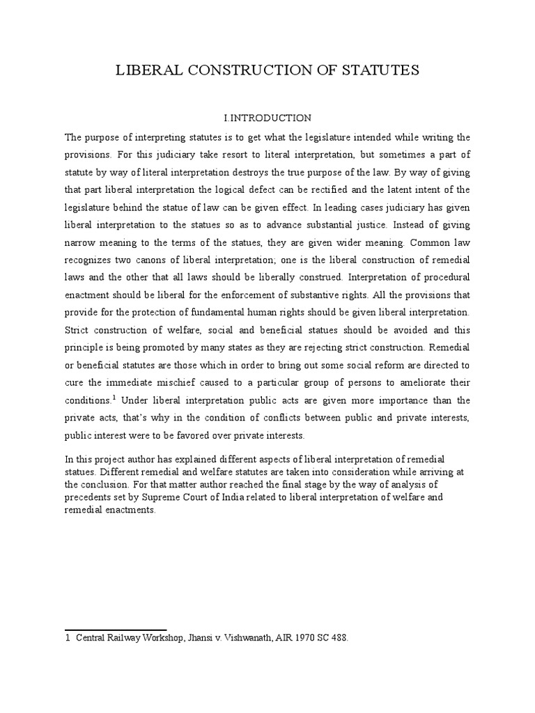 Liberal Construction of Statutes | PDF