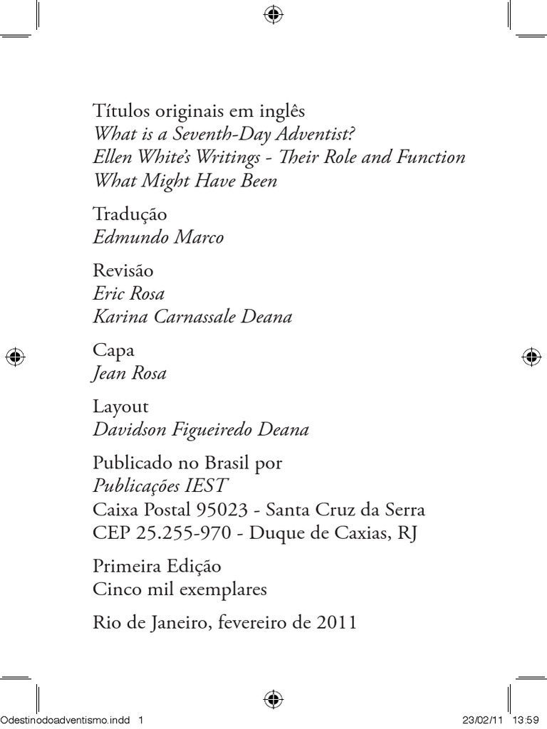 O Destino Do Adventismo Pdf Pdf Igreja Adventista Do Sétimo Dia