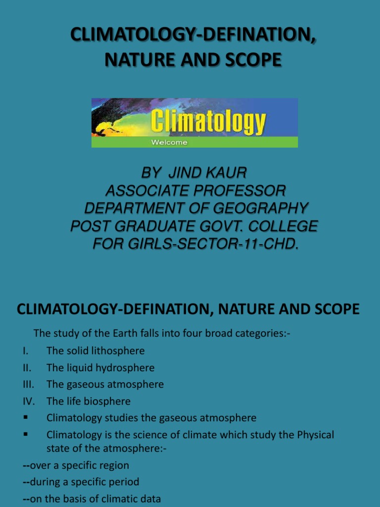 Climatology-Nature, Defination and Scope | PDF | Climatology | Climate