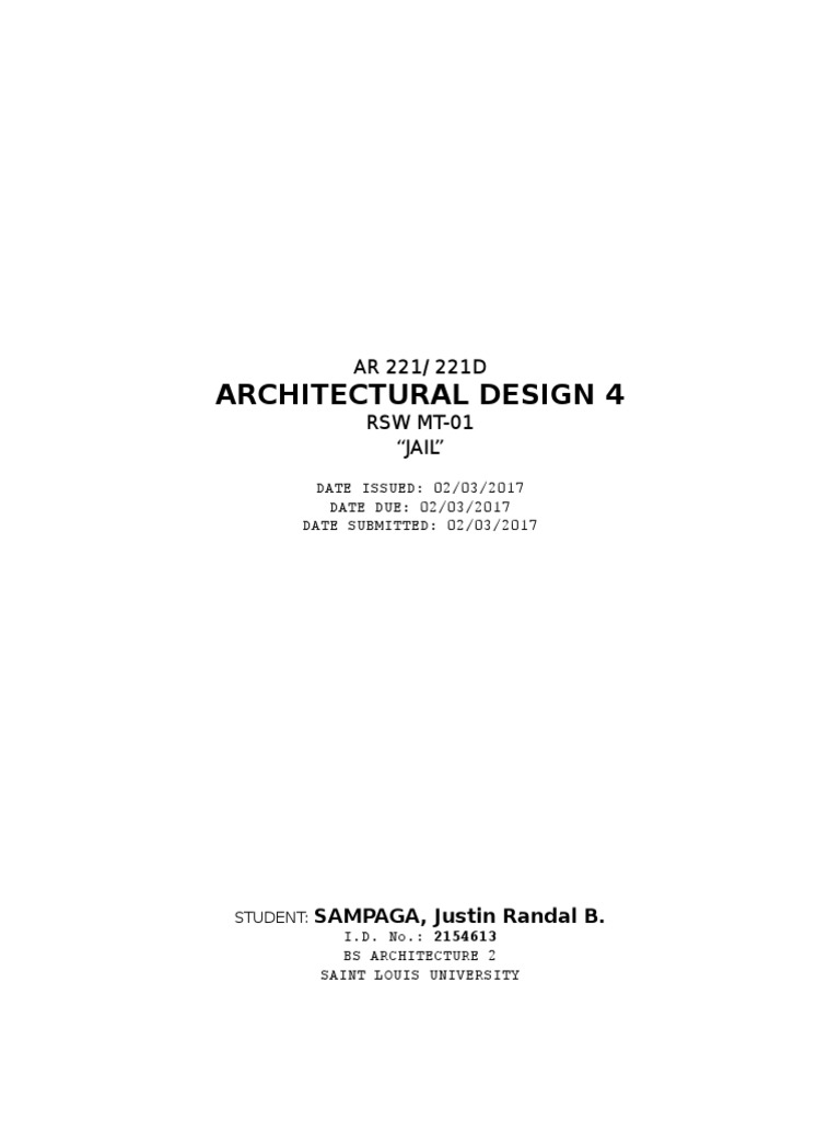 Architectural Design 4: AR 221/ 221D RSW MT-01 "JAIL" | PDF