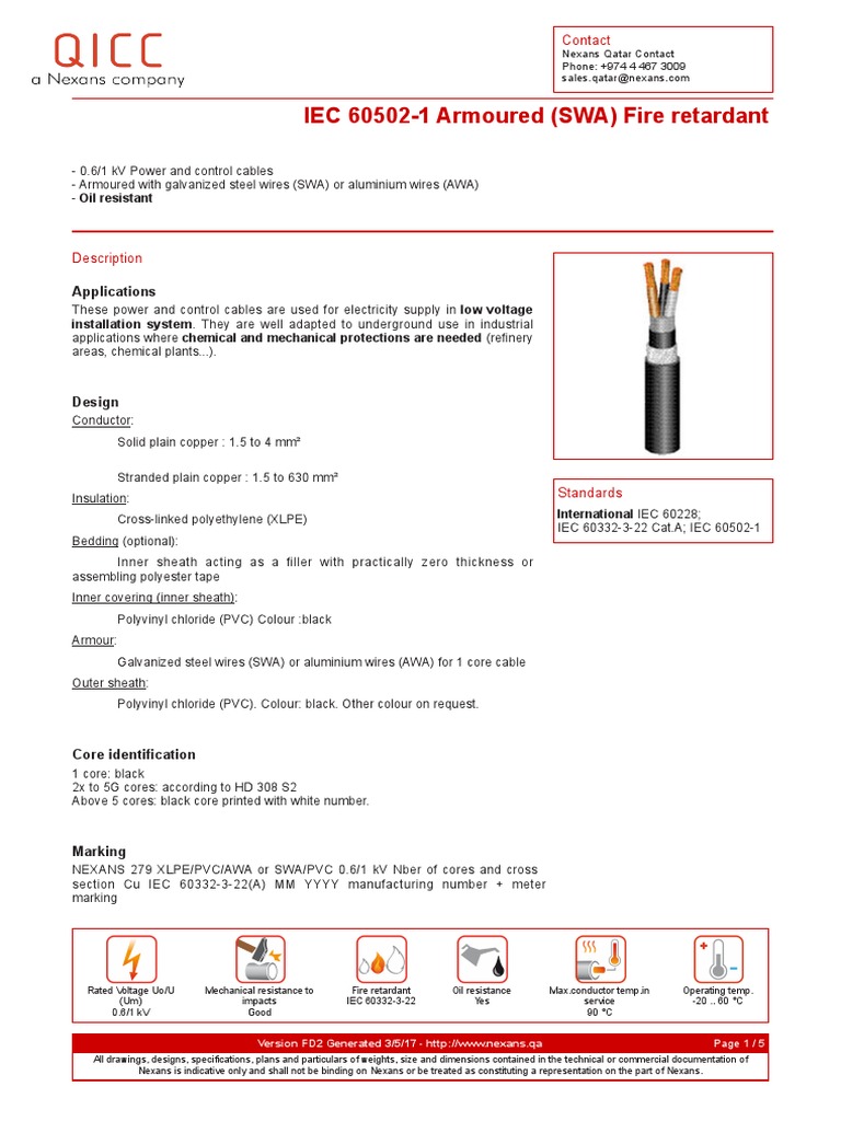 IEC_60502_1_Armoured_SWA_Fire_retardant.pdf | Cable | Insulator (Electricity)