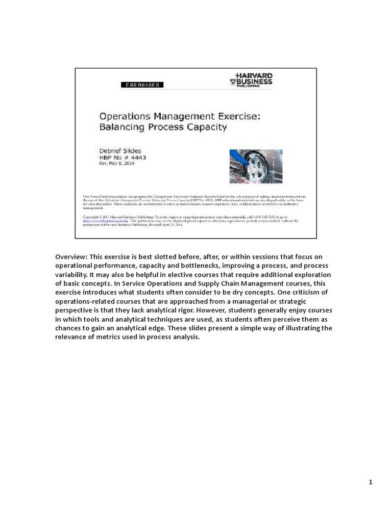Balancing Process Capacity | PDF | Operations Management | Capacity ...