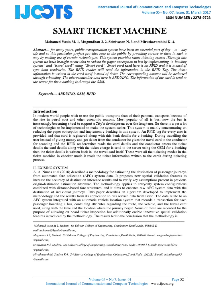 Smart Ticket Machine | PDF | Arduino | Radio Frequency Identification