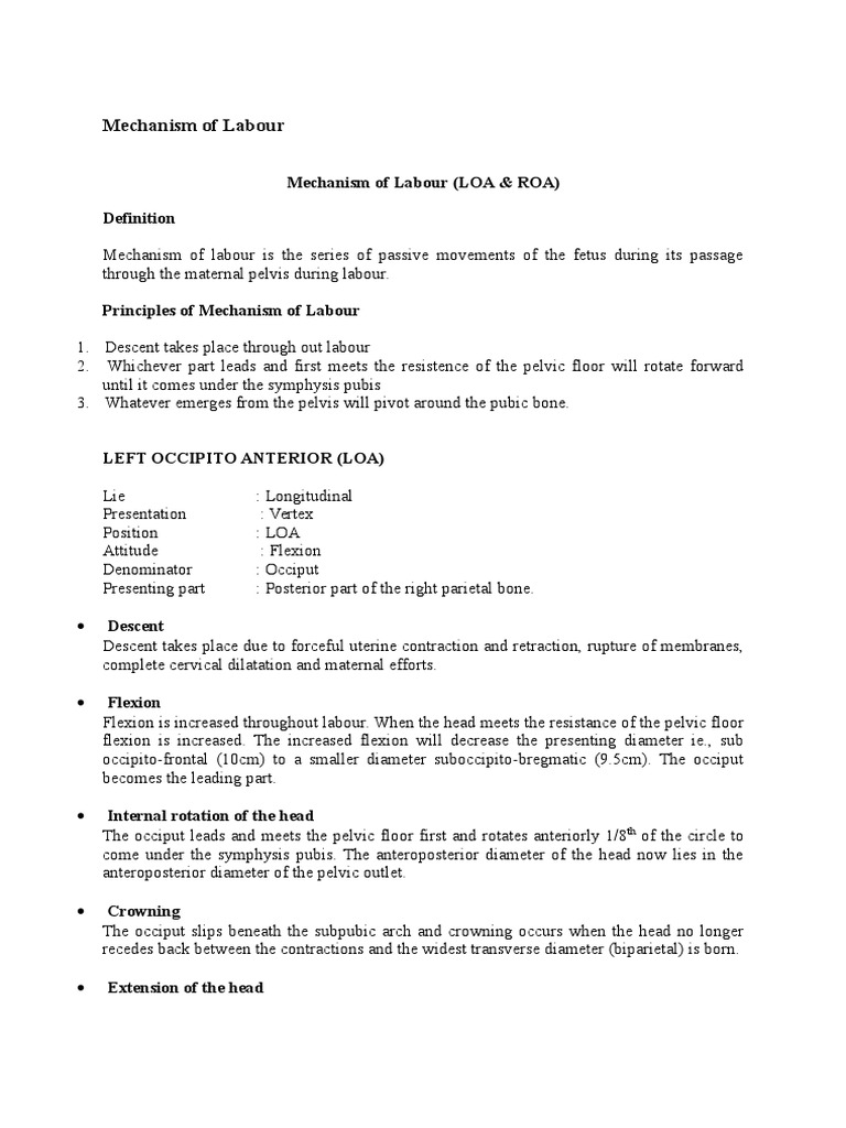 Mechanism of Labour | PDF | Pelvis | Pregnancy