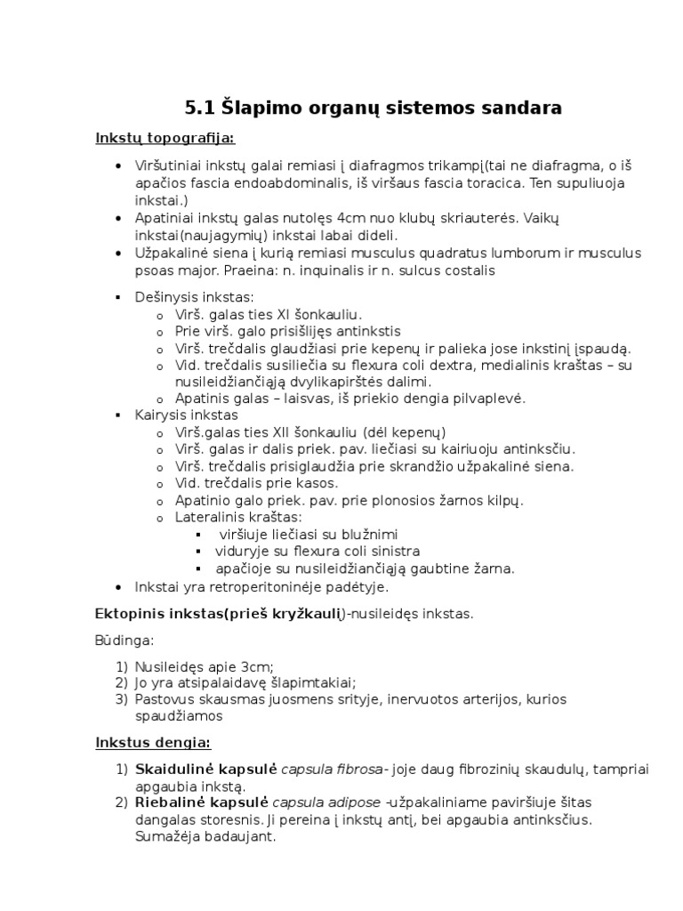 Inkstai Anatomija | PDF