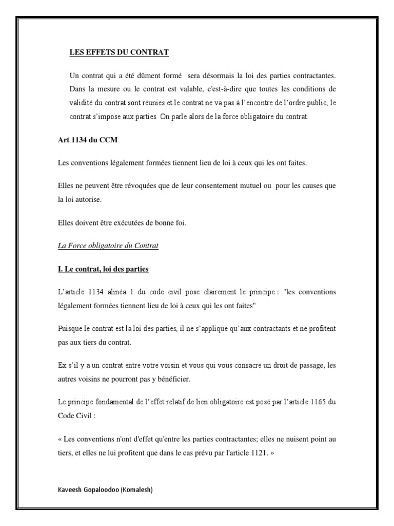 Le Contrat | PDF | Patrimoine (finance) | Droit statutaire