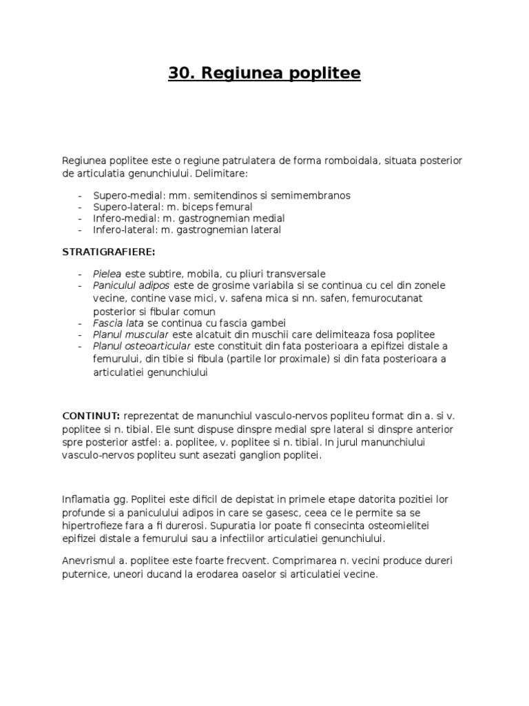 Regiunea Poplitee | PDF