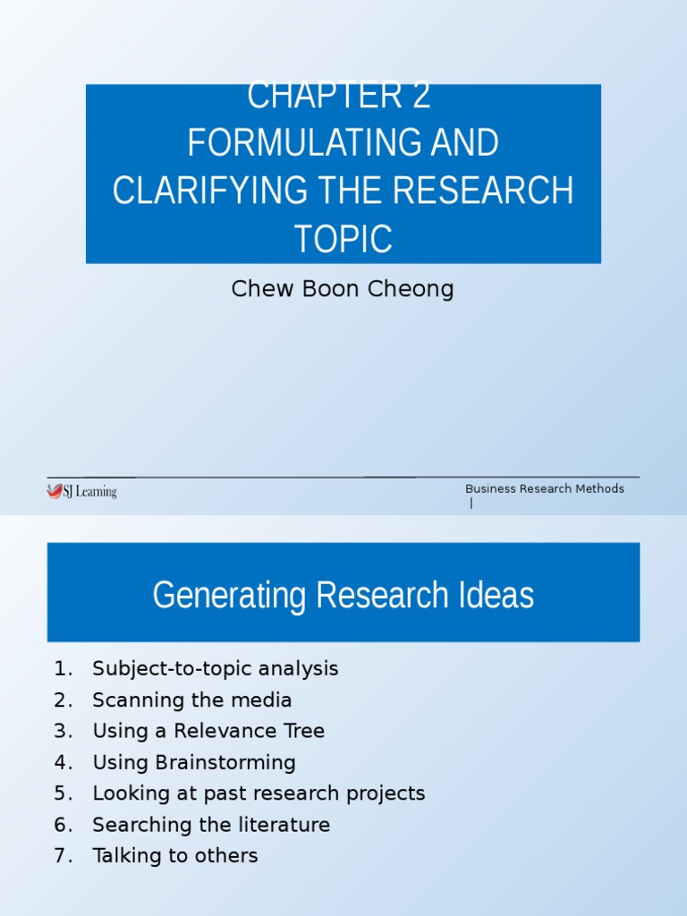 Chapter 2 Formulating and Clarifying The Research Topic Edited | PDF | Swot Analysis | Academic ...
