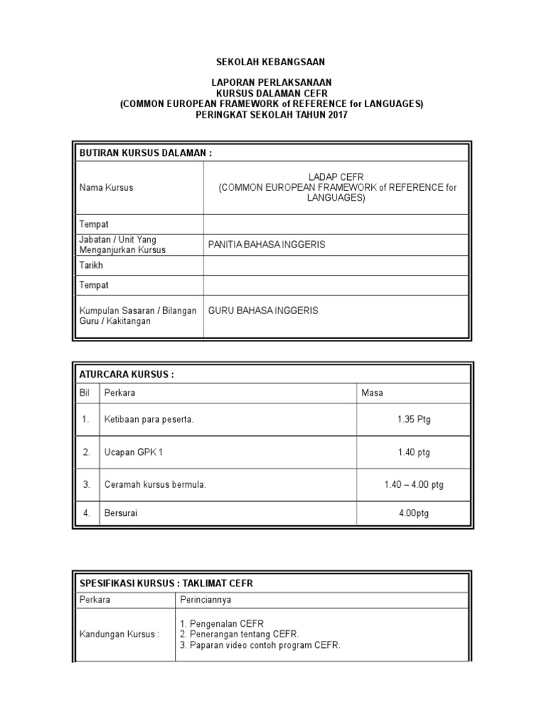 Laporan Ladap CEFR | PDF