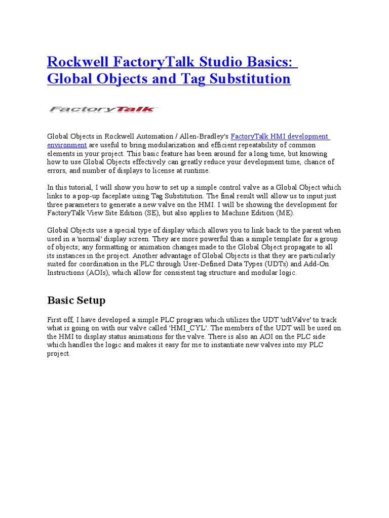 Rockwell FactoryTalk Studio Basics | PDF | Parameter (Computer ...