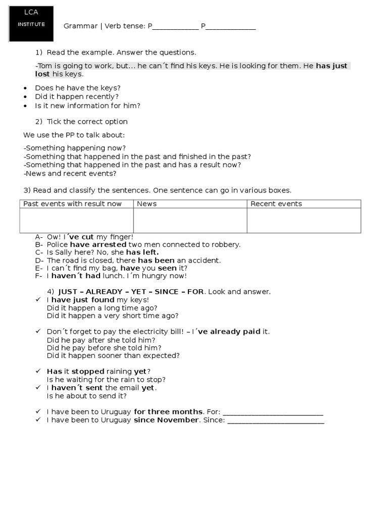 Handout 5. Present Perfect | PDF