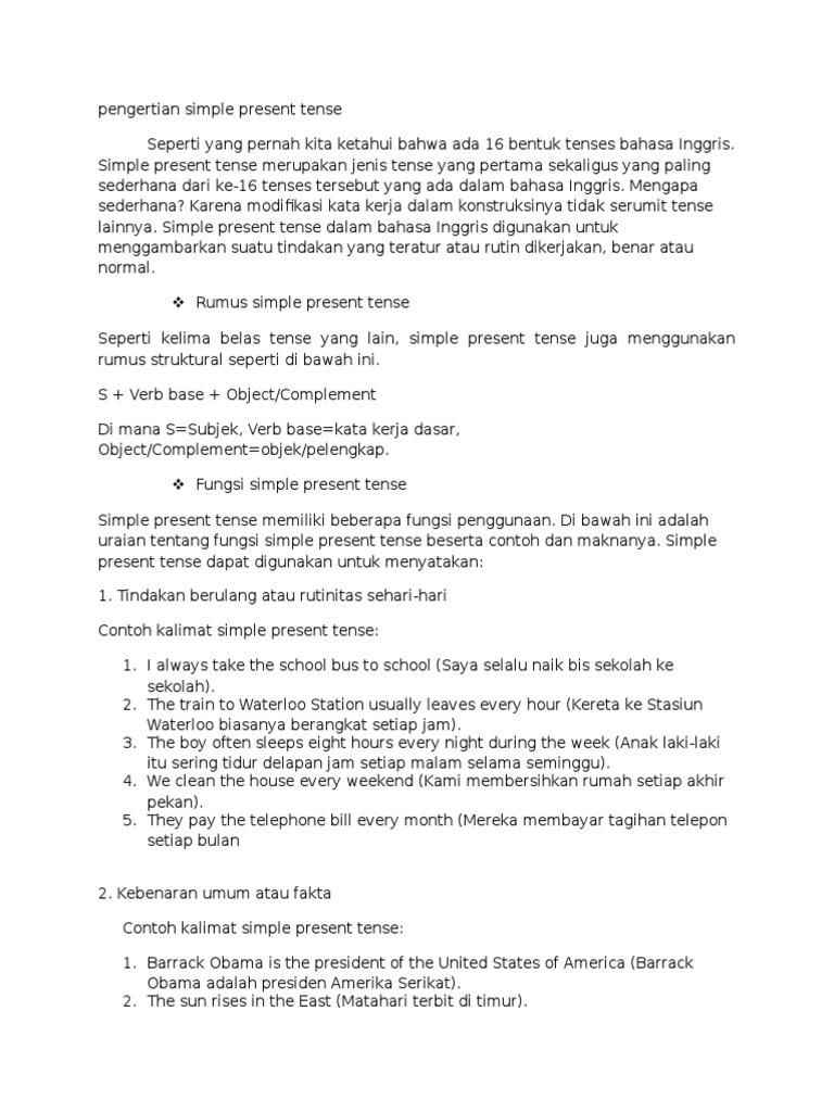 Pengertian Simple Present Tense | PDF