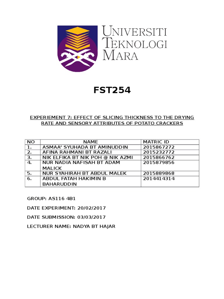 Fst254 Exp7 Materials, Procedure | PDF | Dough | Potato