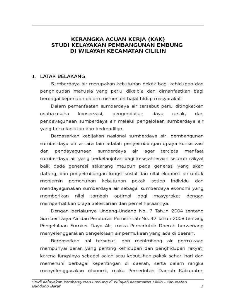Studi Kelayakan Embung Cililin | PDF