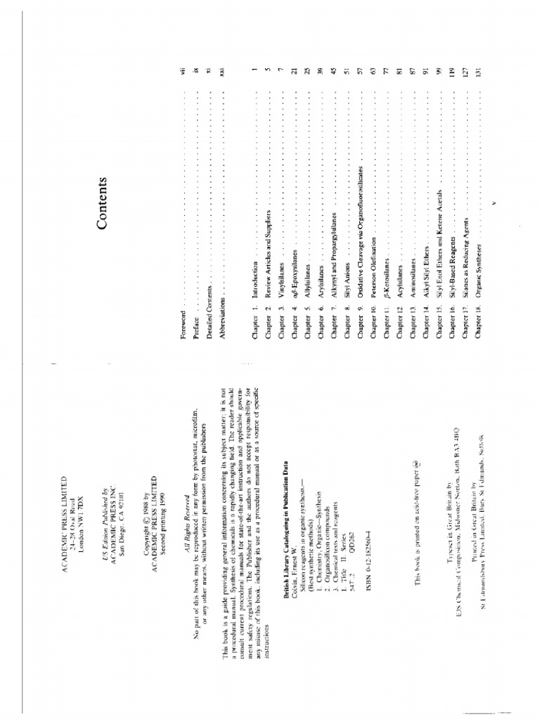 Silicon Reagents in Organic Synthesis - Colvin PDF | PDF