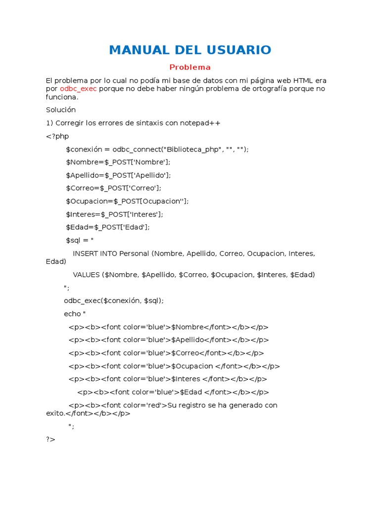 Integración PHP con MS Access | PDF