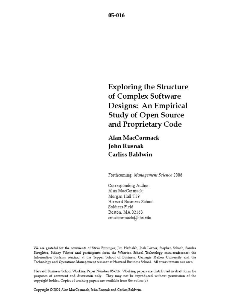 Exploring The Structure - Alan MacCormack John Rusnak Carliss Baldwin ...