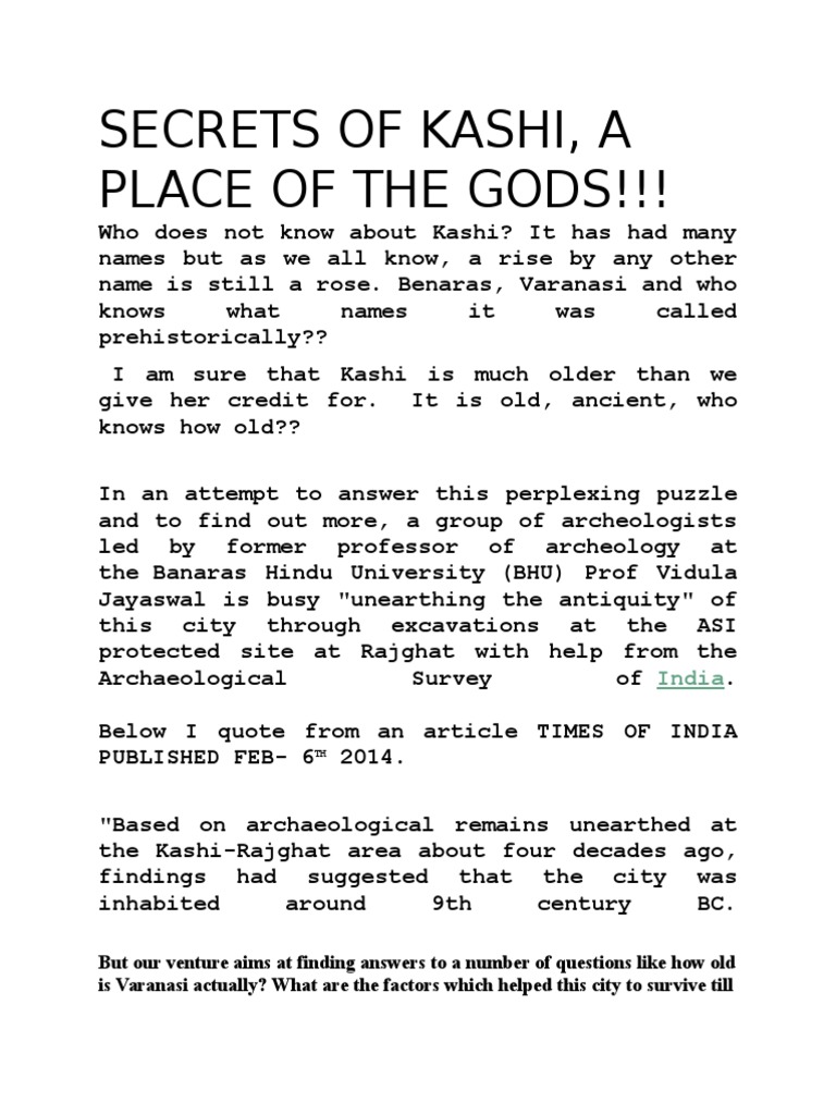 Secrets of Kashi | PDF | Archaeology | Ancient History