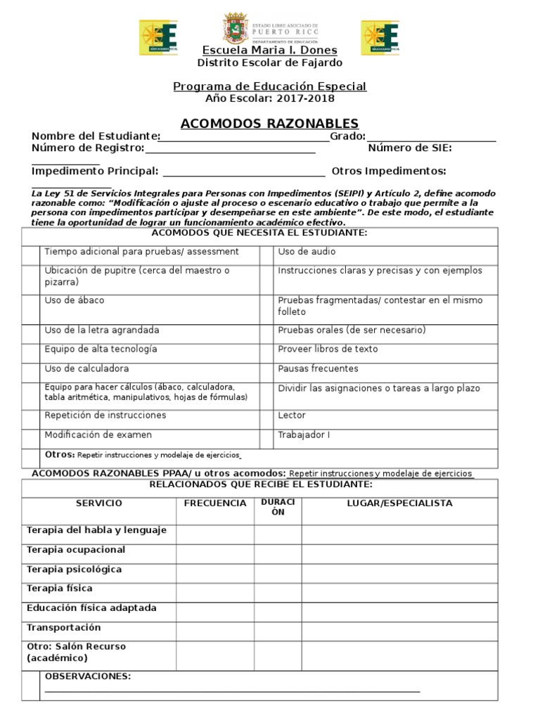 AcomodosRazonables 2017 | PDF | Educación especial | Cognición