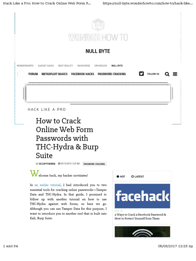 Crack Online Passwords With HYDRA | PDF | Proxy Server | Password