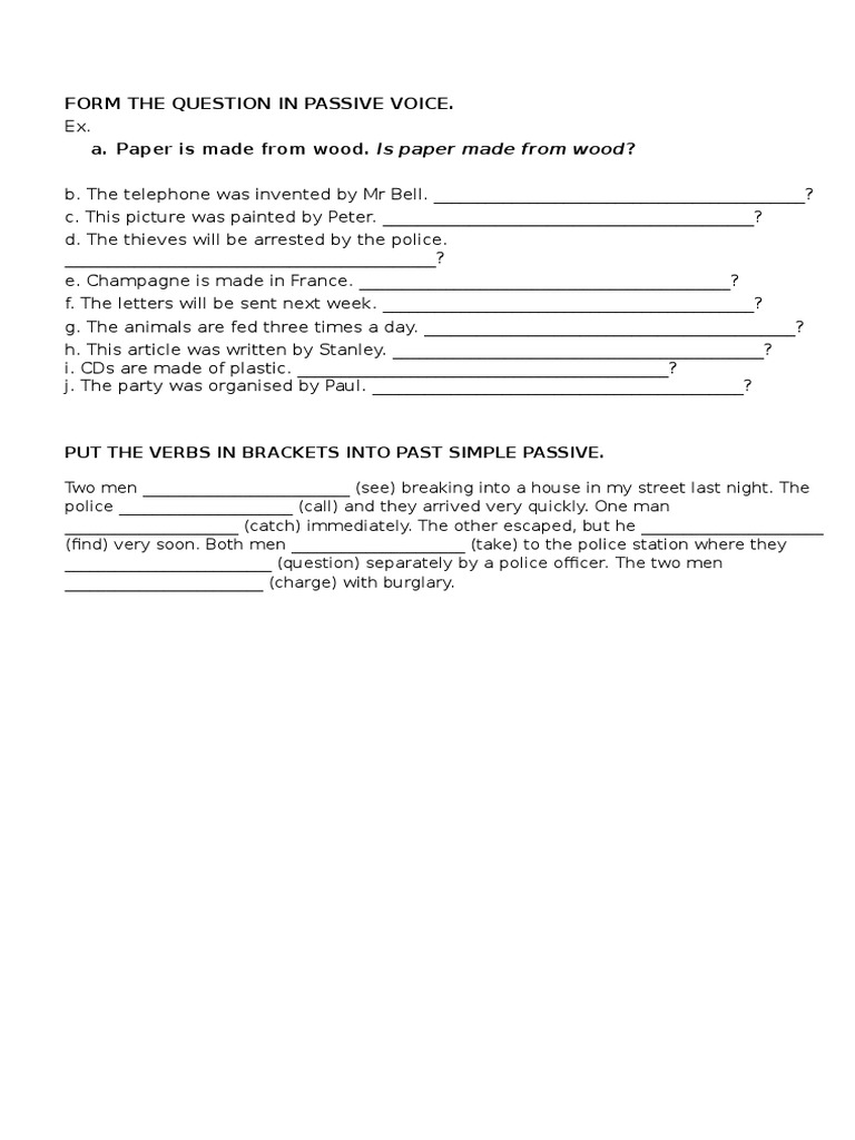 Form The Question in Passive Voice | PDF