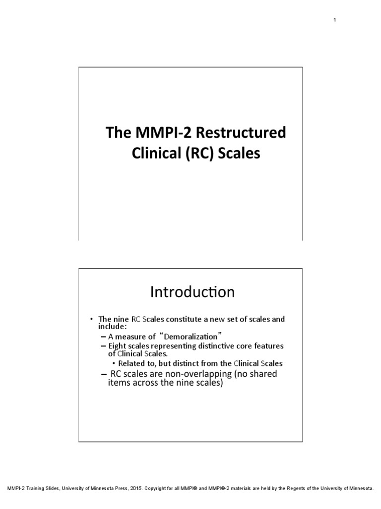 4 MMPI-2 RC-Scales Final | PDF | Psychopathology | Clinical Psychology