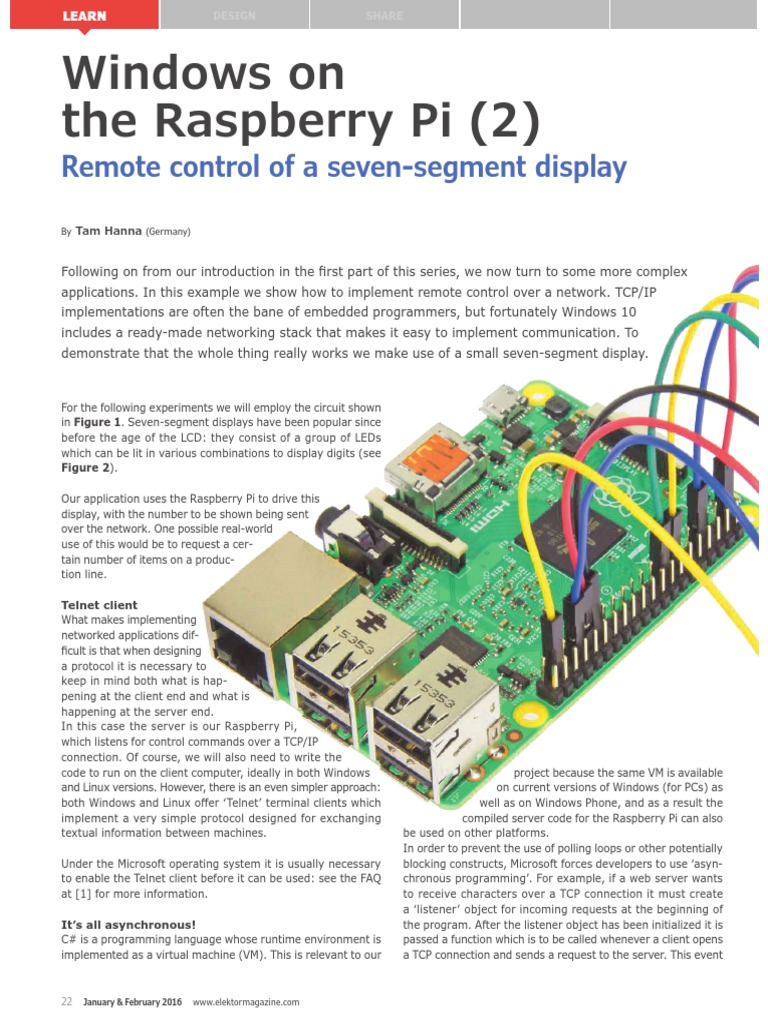 Windows On The Raspberry Pi (2) : Remote Control of A Seven-Segment Display | PDF | String ...