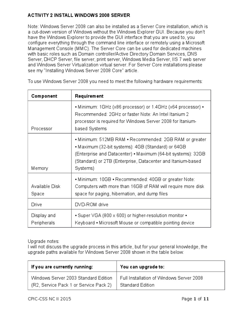 A Step-by-Step Guide to Installing Windows Server 2008 and Performing Initial Configuration ...