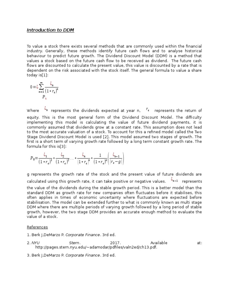 Introduction To DDM | PDF | Stocks | Present Value