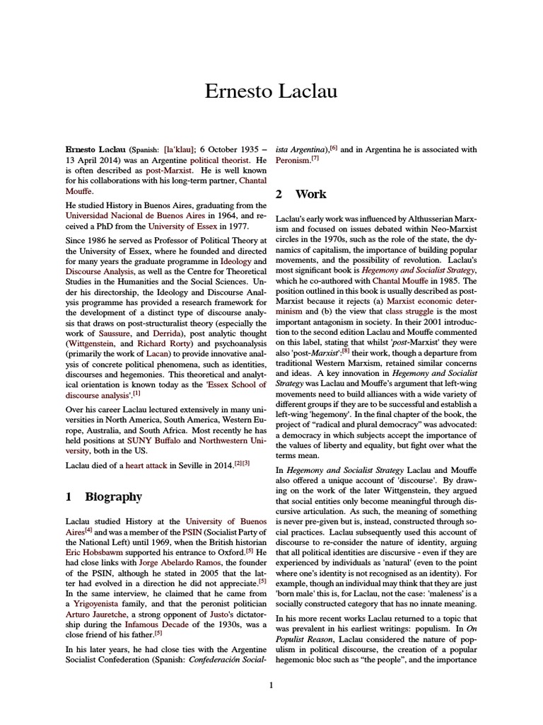 Ernesto Laclau | PDF | Philosophical Movements | Sociological Theories