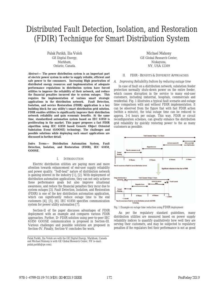 Distributed Fault Detection Isolation And Restoration Pdf Electrical Substation