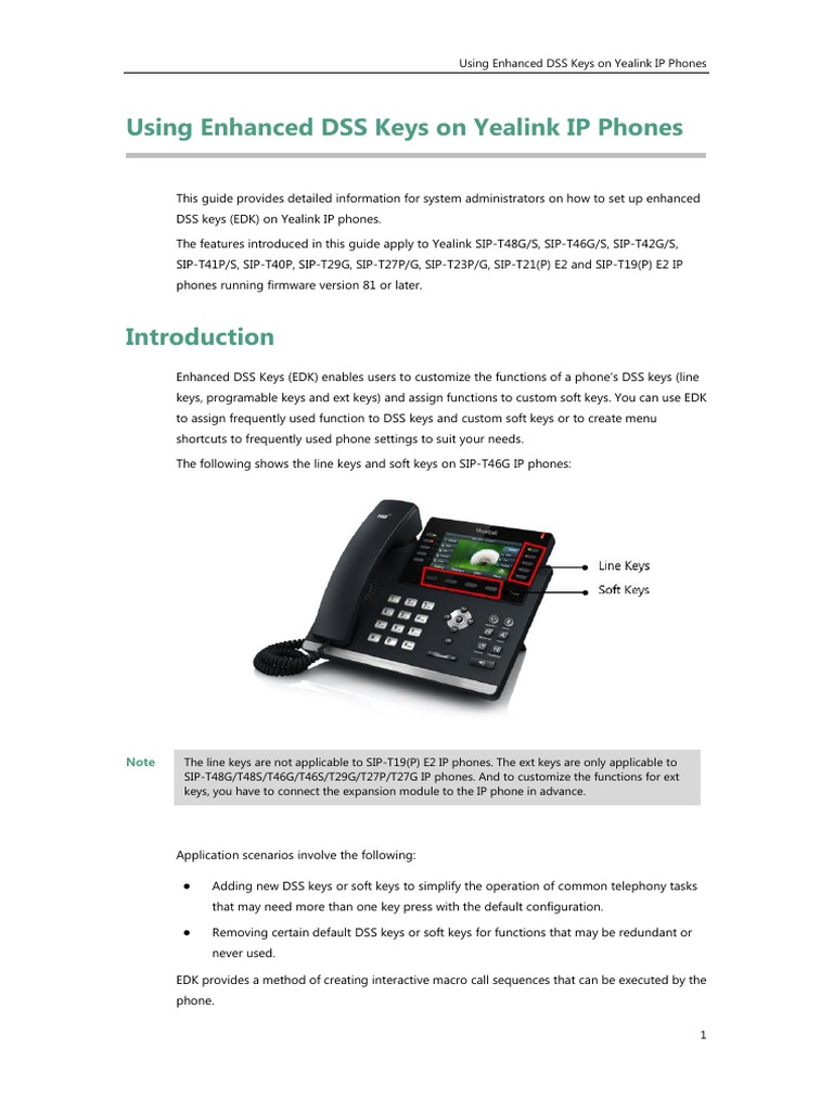 Using Enhanced DSS Keys On Yealink IP Phones - V81 - 20 | PDF ...