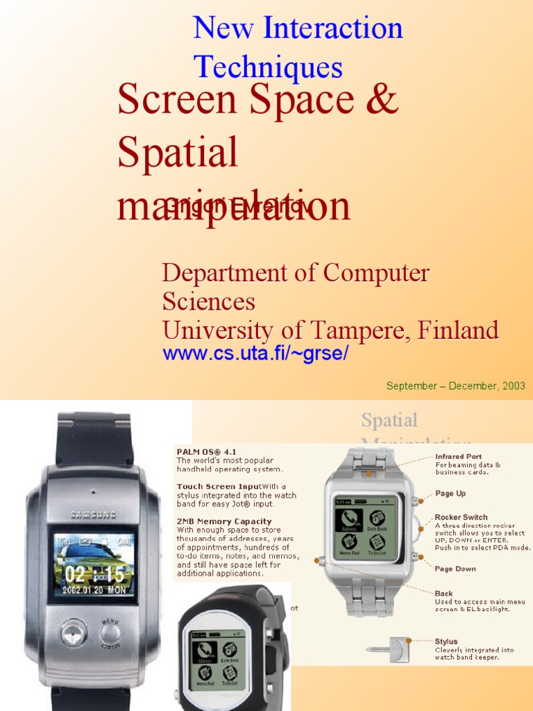 Screen Space & Spatial Manipulation: Department of Computer Sciences ...