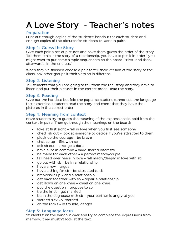 Love Story Teachers Notes | PDF