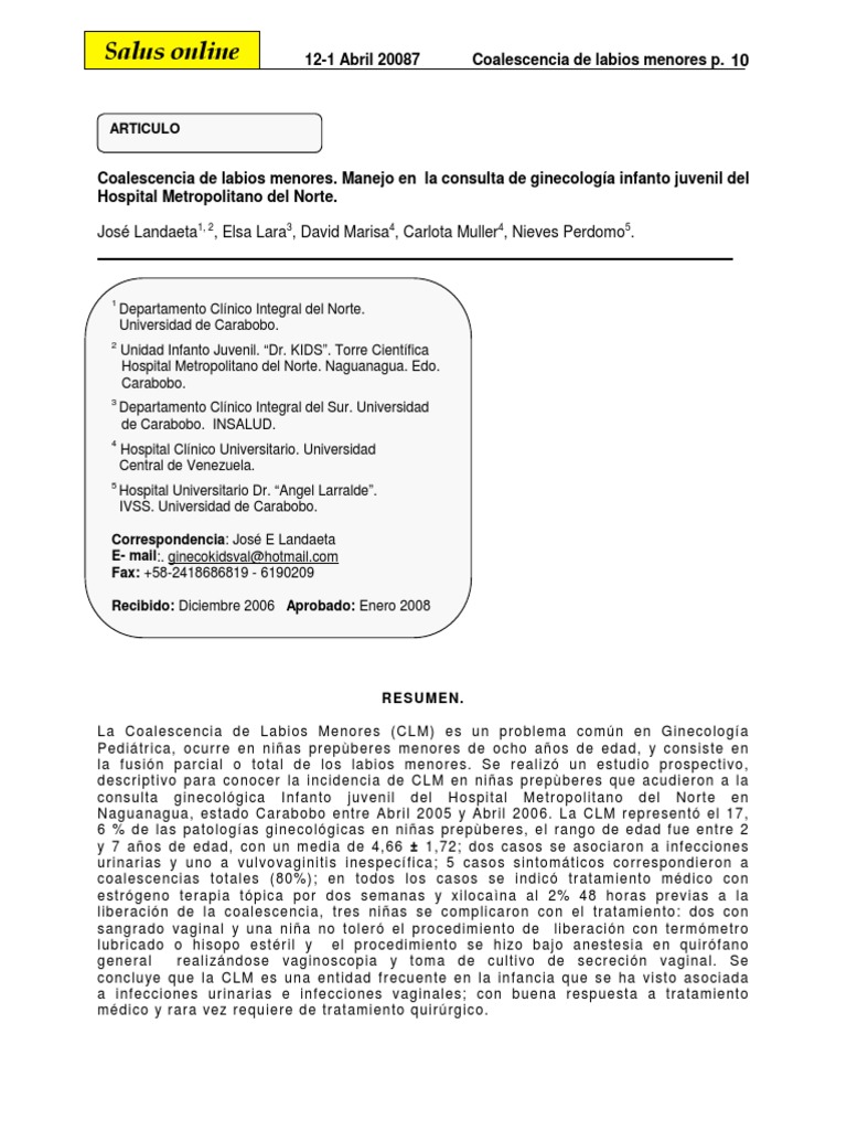 Coalescencia Labios Menores | PDF | Ginecología | Reproducción humana
