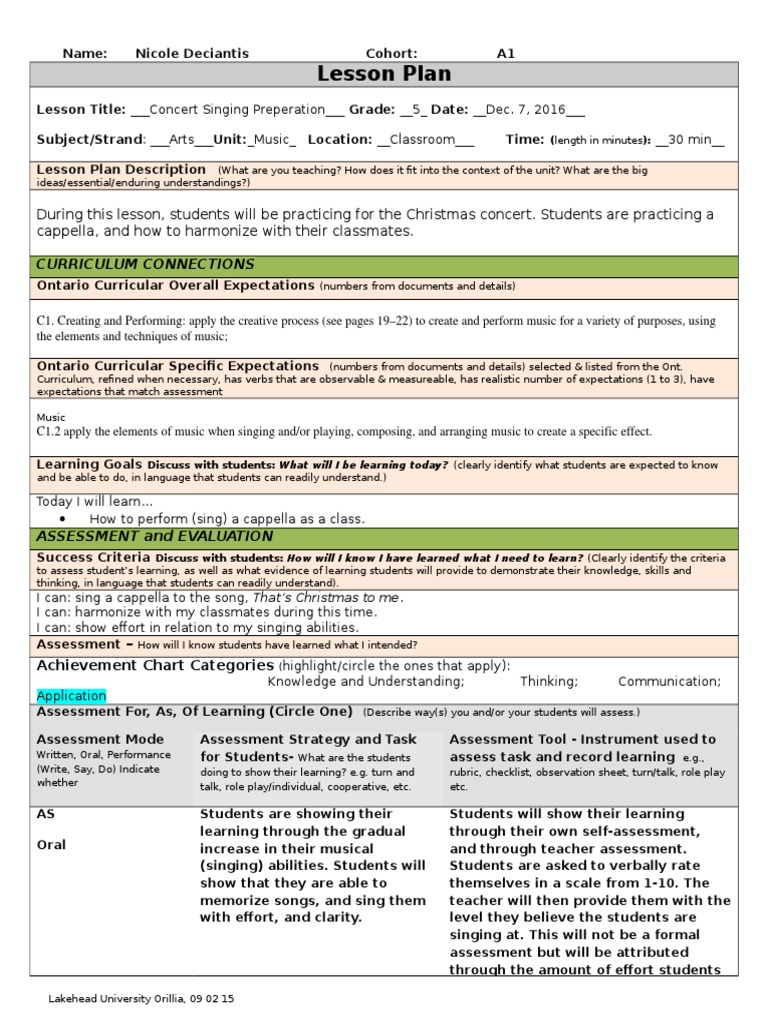 Christmas Concert Singing Preparation | PDF | Educational Assessment ...