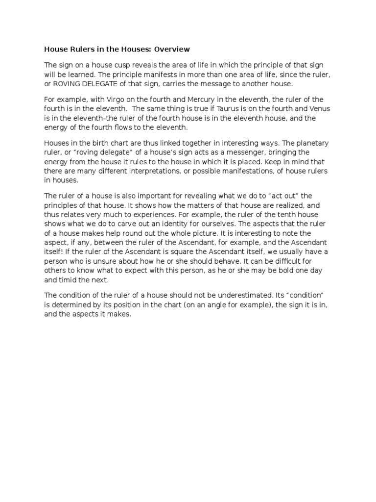 House Rulers in The Houses | PDF