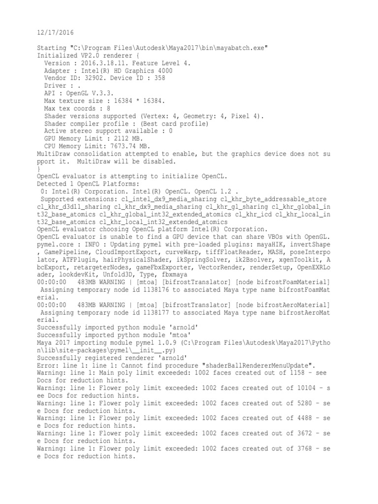 Maya Render Log | PDF | Shader | Graphics Processing Unit