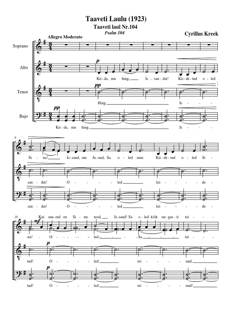 Cyrillus Kreek Taaveti Laul NR 104 PDF | PDF