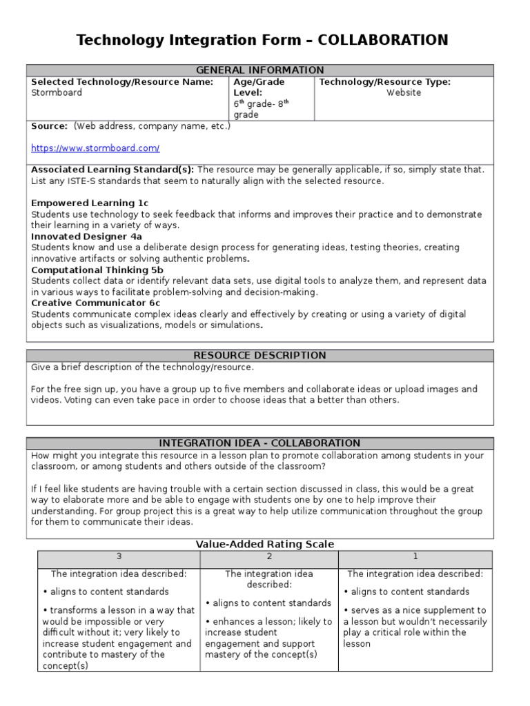 Technology Integration Template-Collaboration | PDF | Science And ...