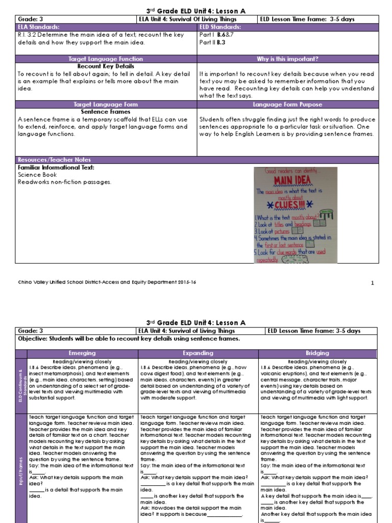 3rd Eld Unit 4a | Download Free PDF | Lesson | Second Language