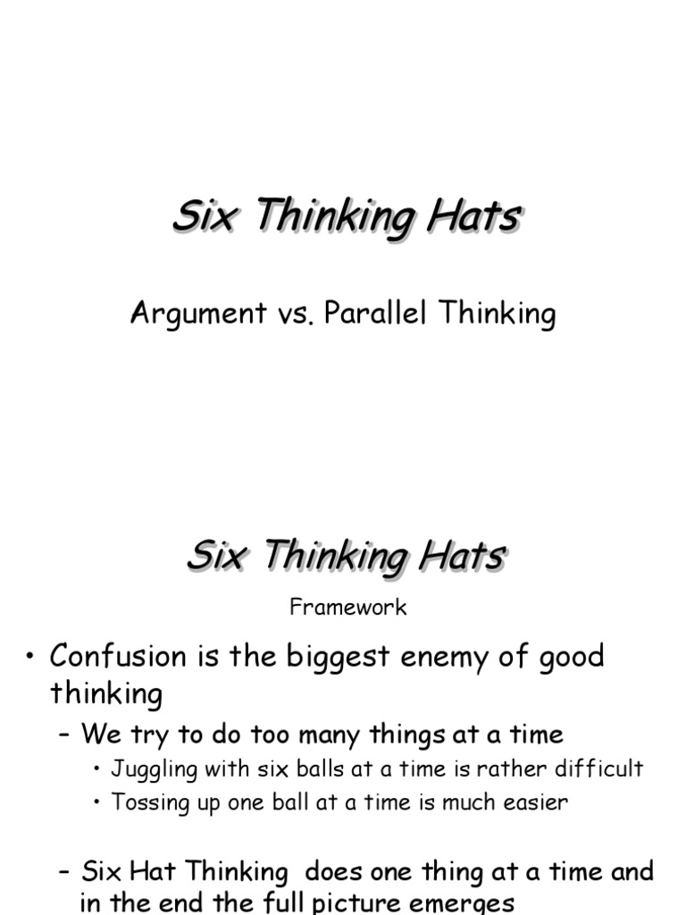 Six Thinking Hats - de Bono | PDF | Thought | Creativity
