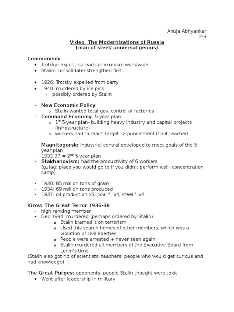 Stalin Notes | PDF | Joseph Stalin | Leon Trotsky