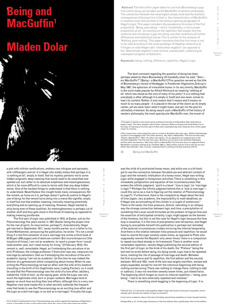 Mladen Dolar | Download Free PDF | Georg Wilhelm Friedrich Hegel ...
