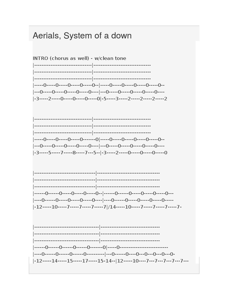Guitar Tabs for "Aerials" Fans | PDF