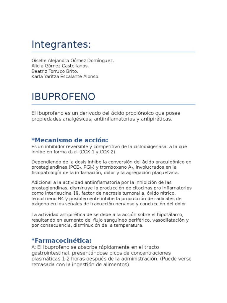 Ibuprofeno | PDF | Droga anti-inflamatoria libre de esteroides | Úlcera péptica