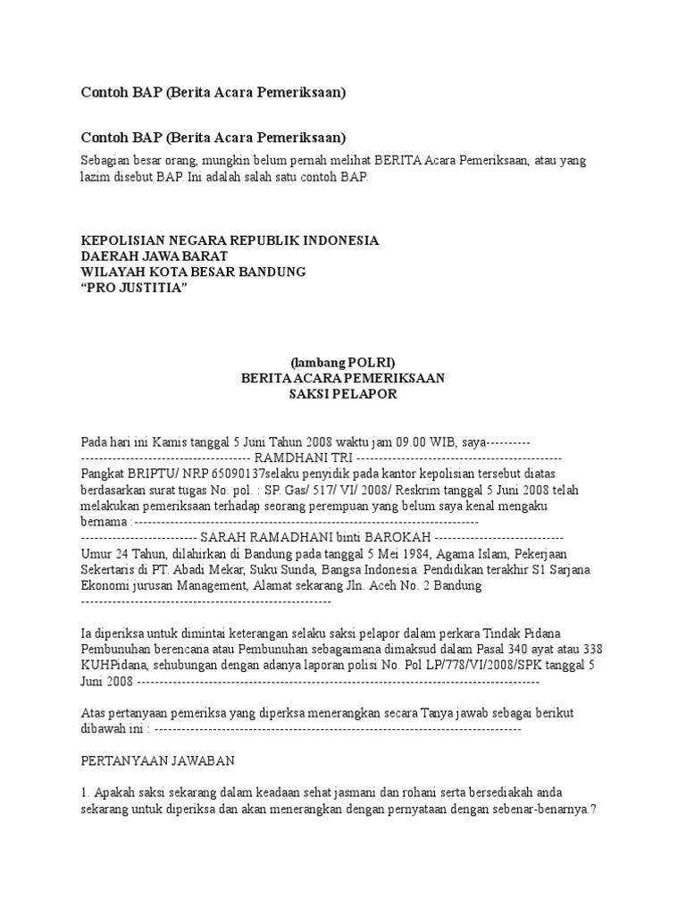 Contoh BAP | PDF