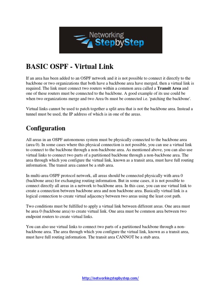 19.2 - BASIC OSPF Configuration Guide Virtual Link | PDF | Communications Protocols | Network ...