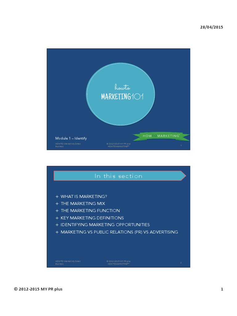 Small Business Marketing Basics For Beginners | PDF | Public Relations ...